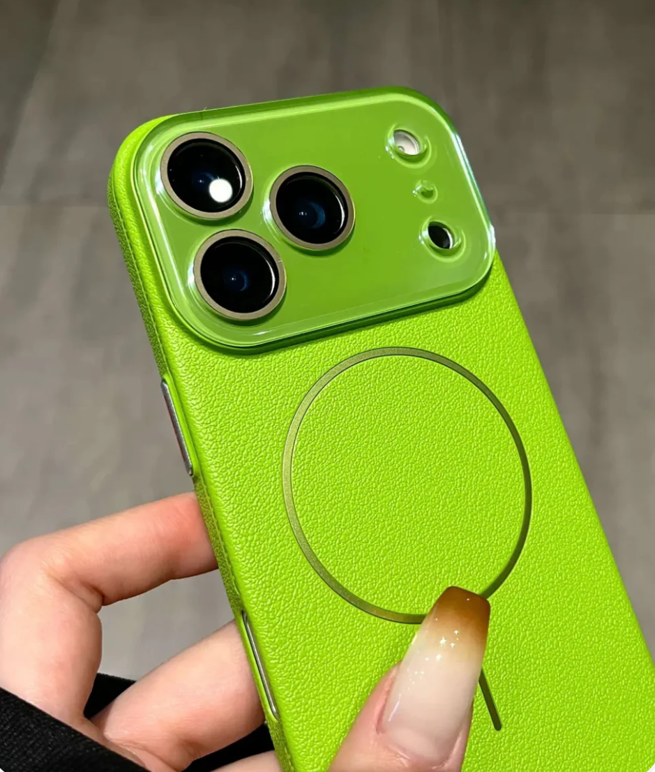 MagSafe Crystal Litchi Grein Case – ILuxuryCase